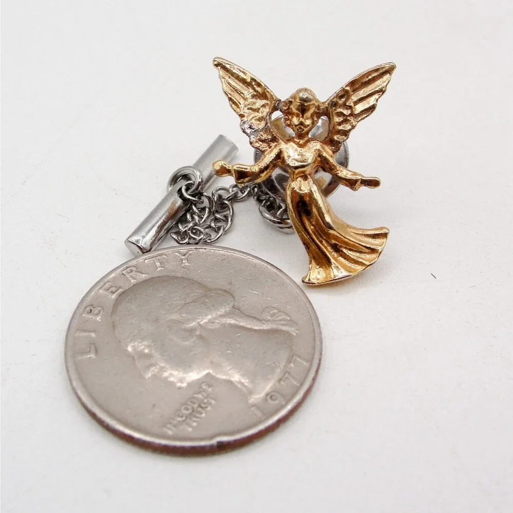 Unbranded | Accessories | Vintage Gold Tone Guardian Angel Tie Tack Pin ...